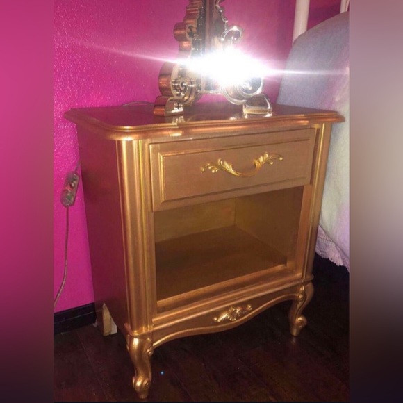Bedding | Classy Gold Nightstand Drawer Bedside Golden Night Bed Table ...